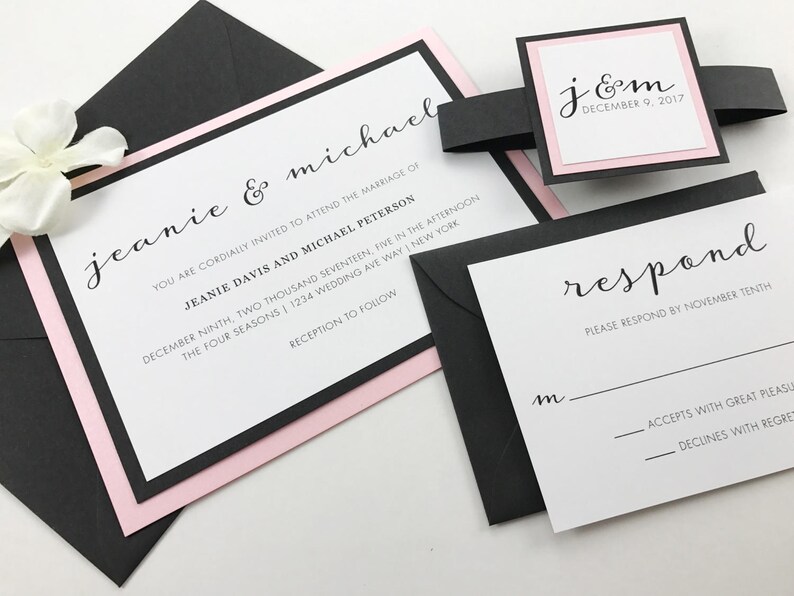 Modern Script Wedding Invitations Elegant Calligraphy Classic | Etsy