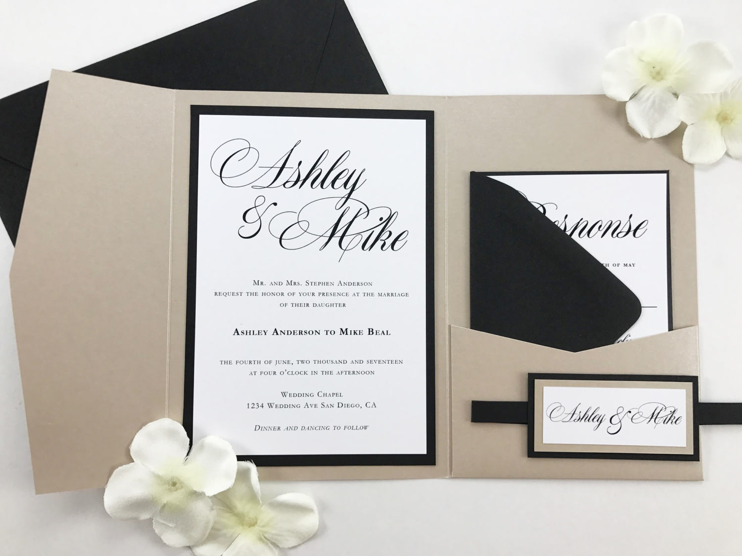 Ivory & Black Pocket Wedding Invitations With RSVP - Etsy