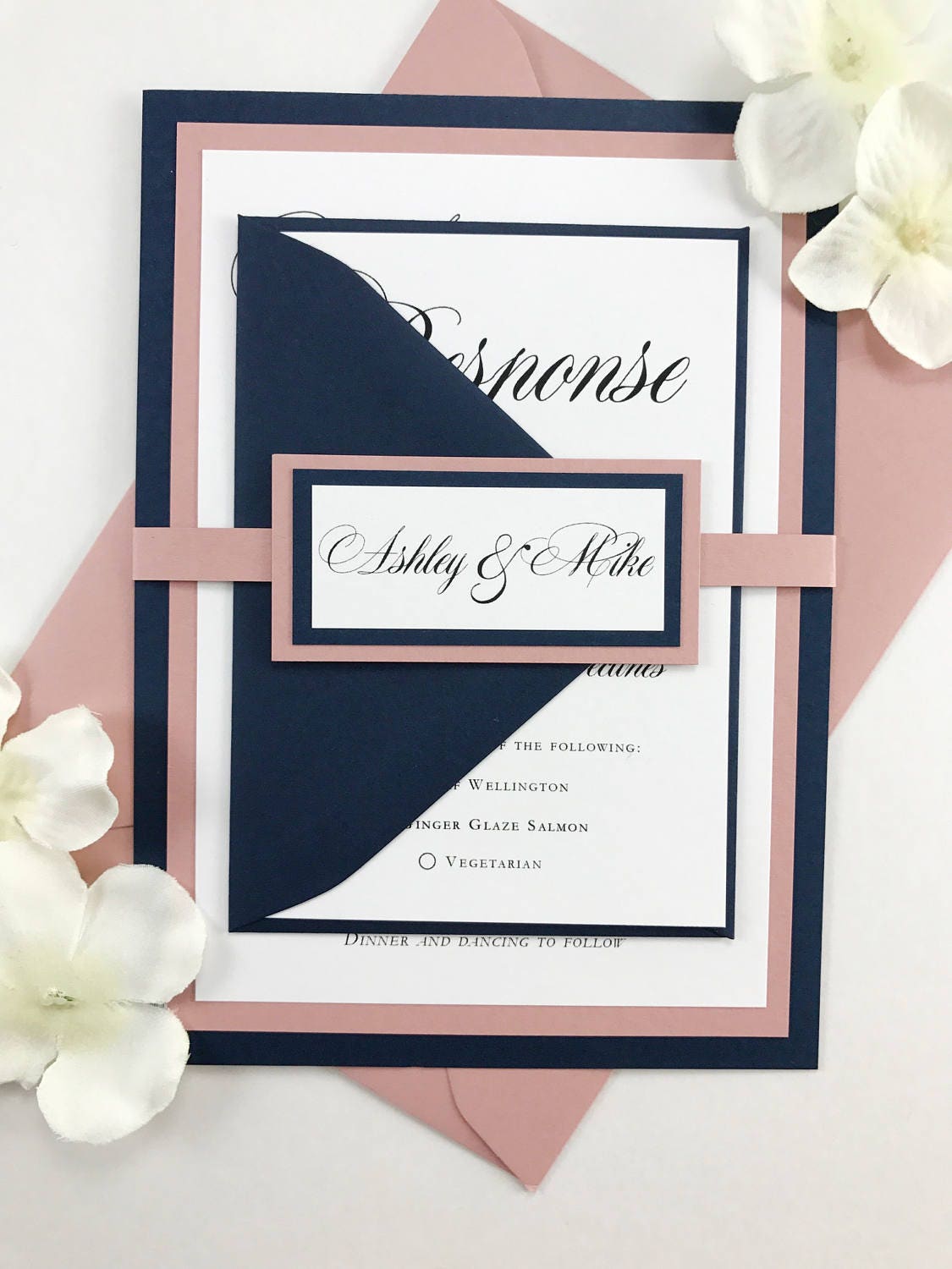 Royal Blue And Pink Wedding Invitations