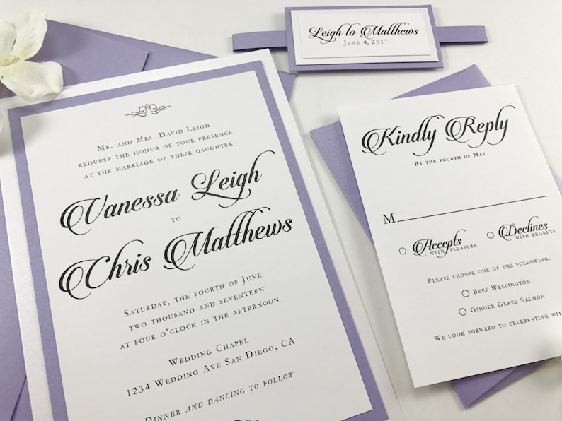 Modern Script Wedding Invitations Elegant Traditional - Etsy