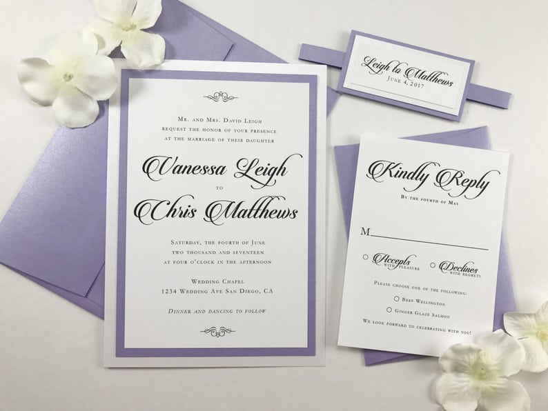 Modern Script Wedding Invitations Elegant Traditional - Etsy