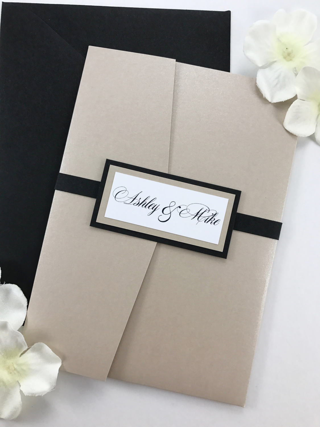 Ivory & Black Pocket Wedding Invitations With RSVP - Etsy