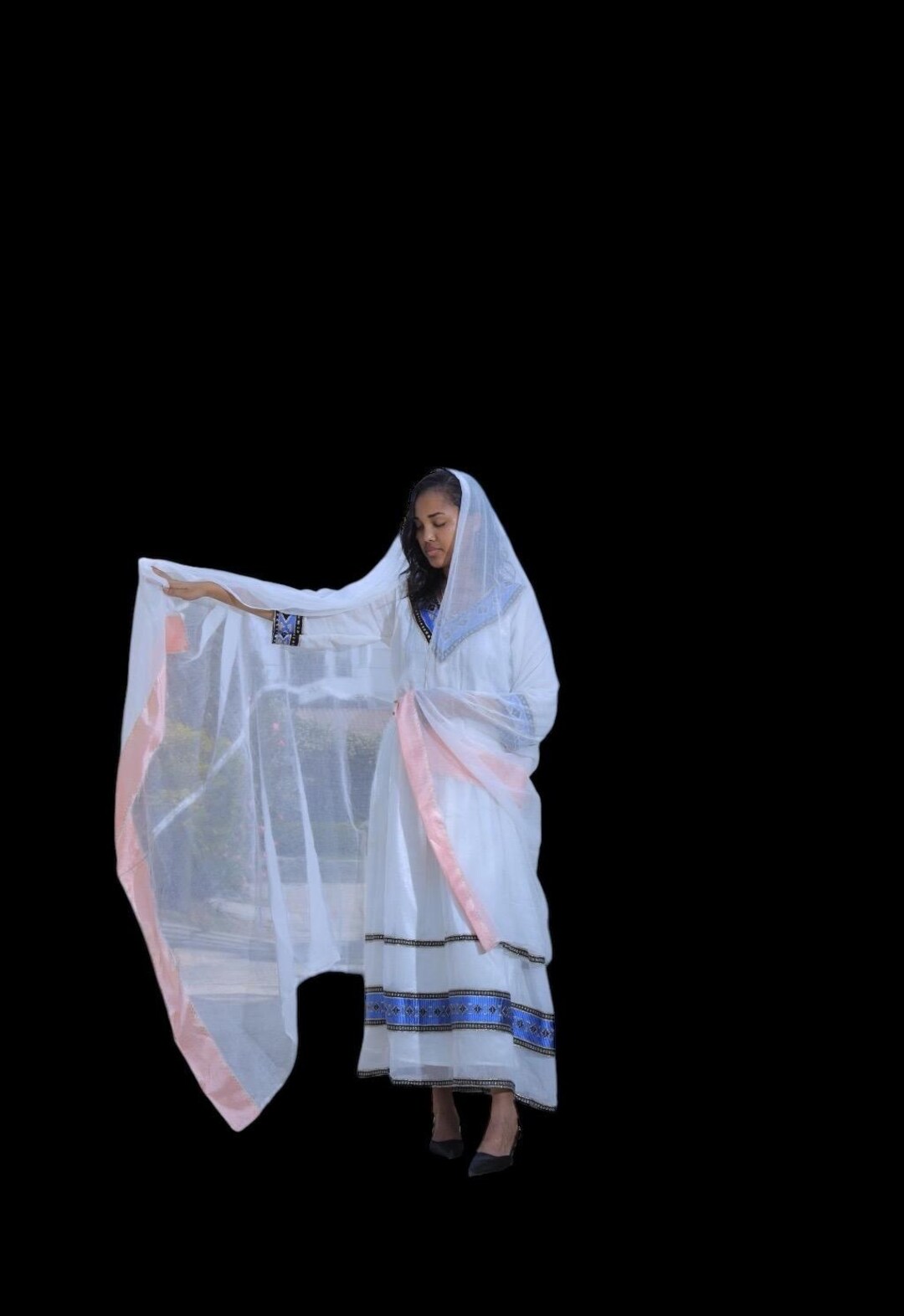 Handwoven Cotton Traditional Netela With Pink/peach Tilet. Two Pieces ...