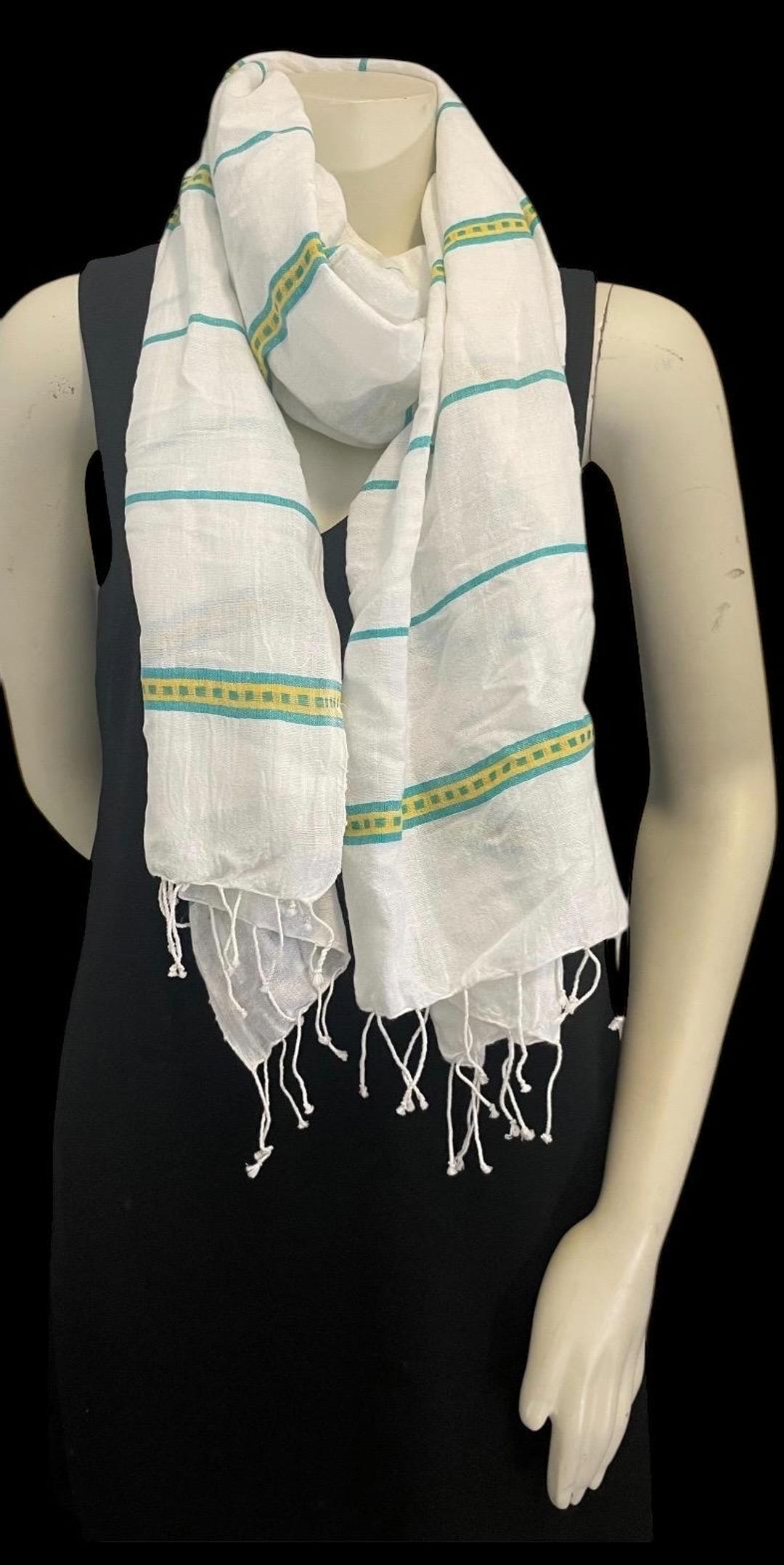 Yellow and Green Stripe Scarf - Etsy