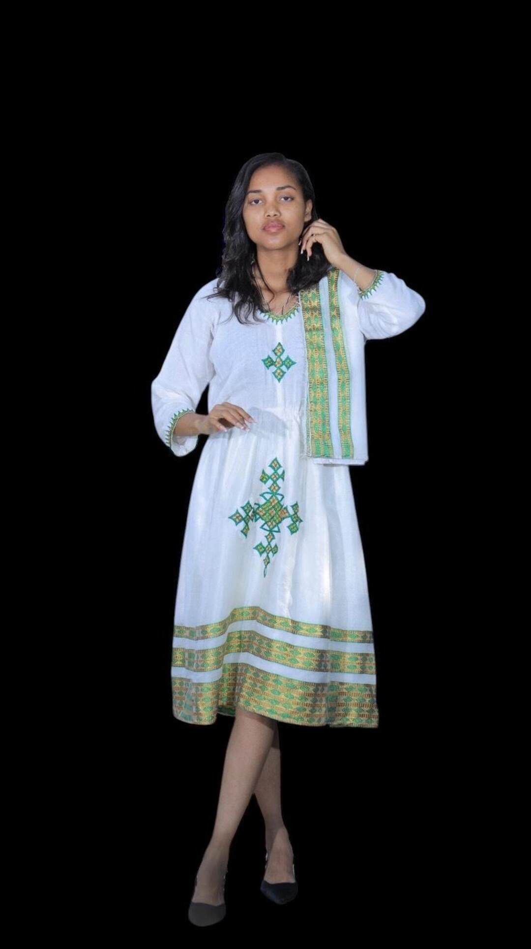 Habesha Dress With Green Tilet - Etsy