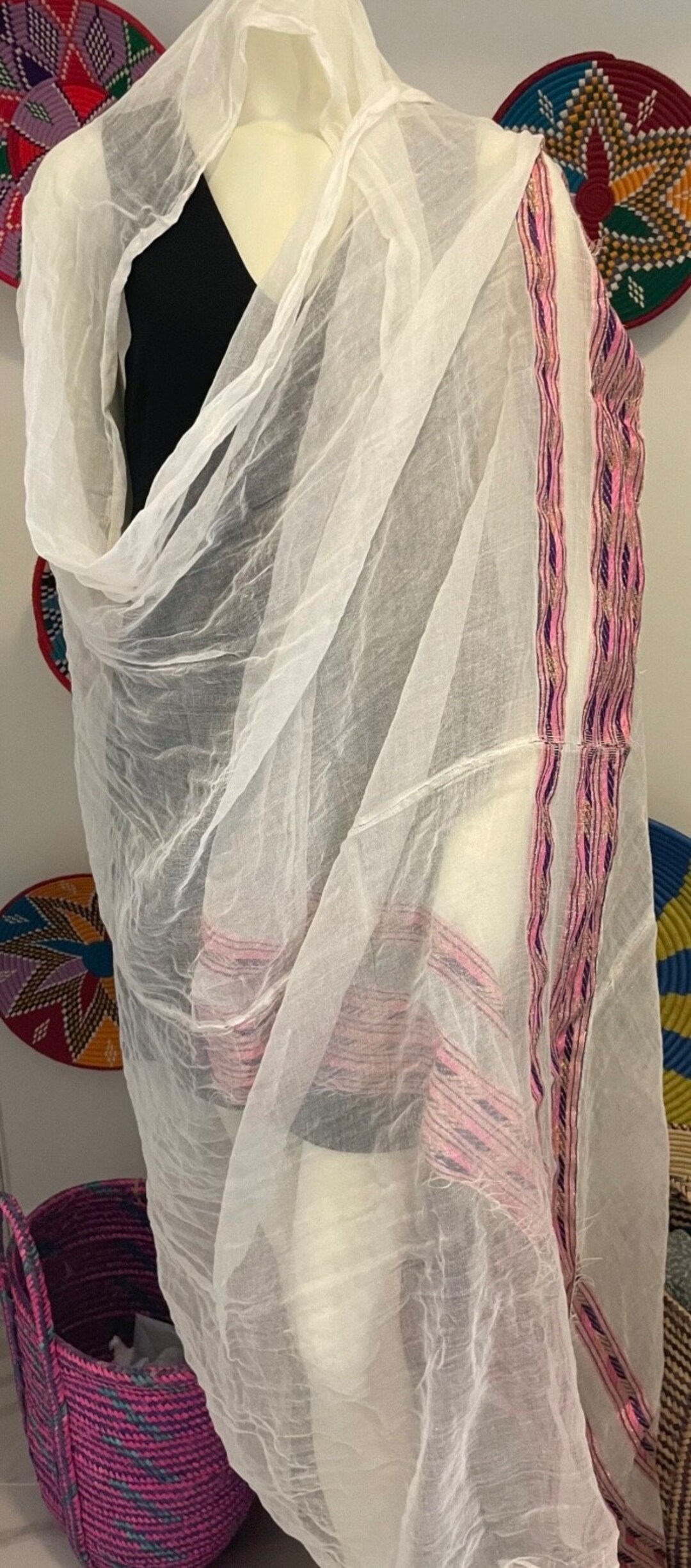 Pink and Purple Traditional Netela - Etsy