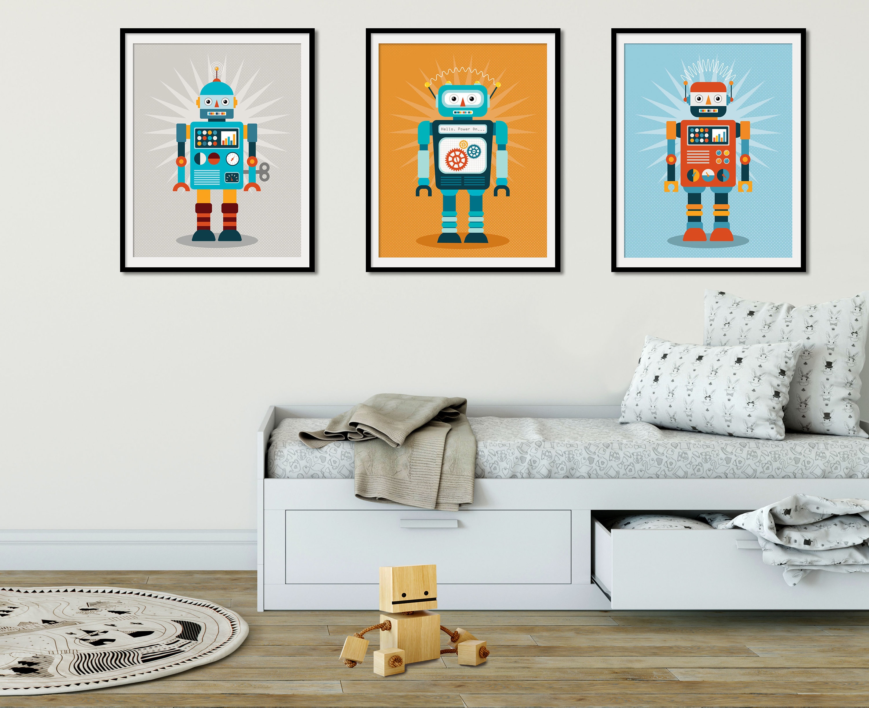 Robot Print, Robot Poster, Robot Art, Robot Artwork for Kids, Robot ...