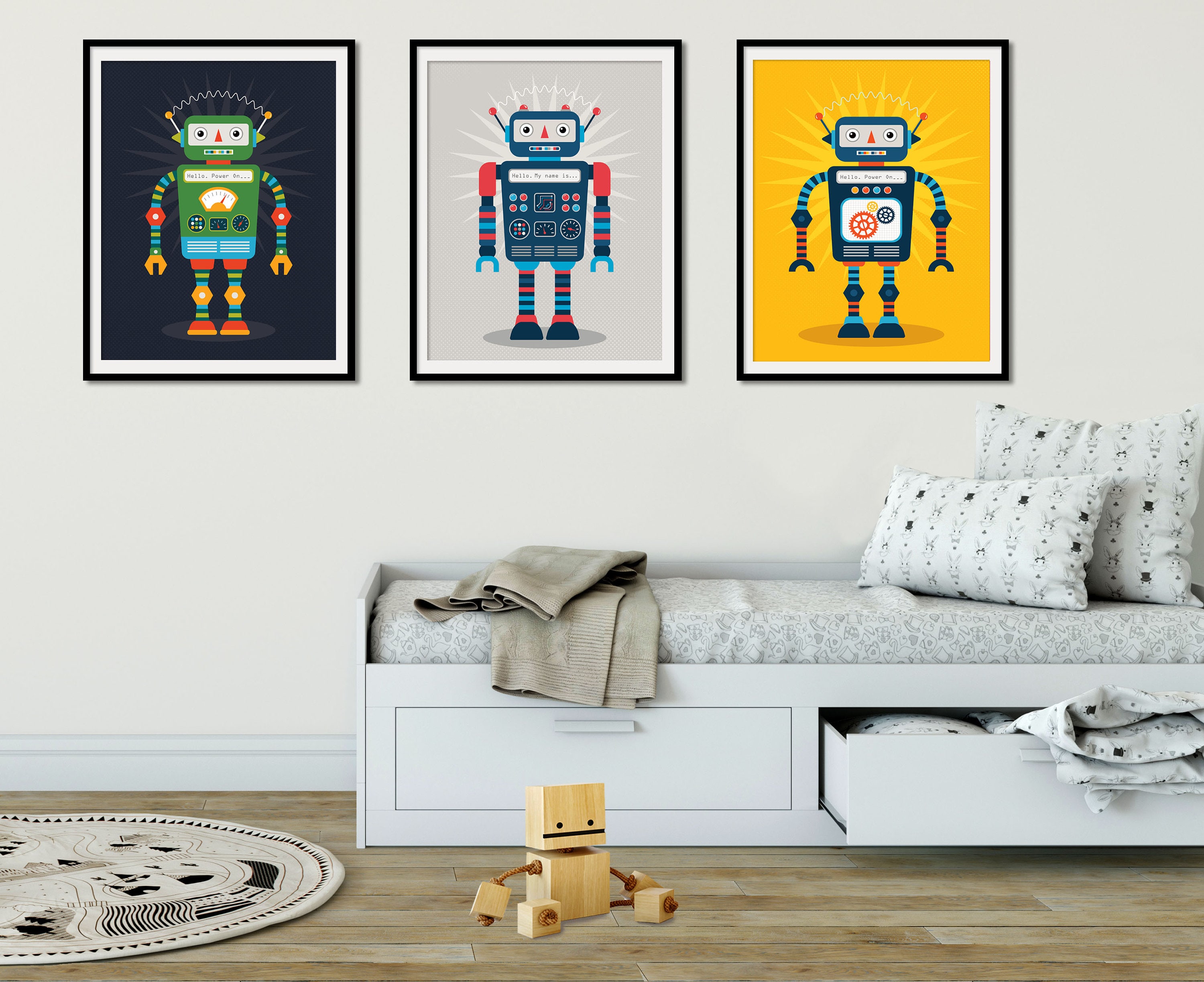 Digital Robot Print, Robot Poster, Robot Art, Children Art, Digital ...