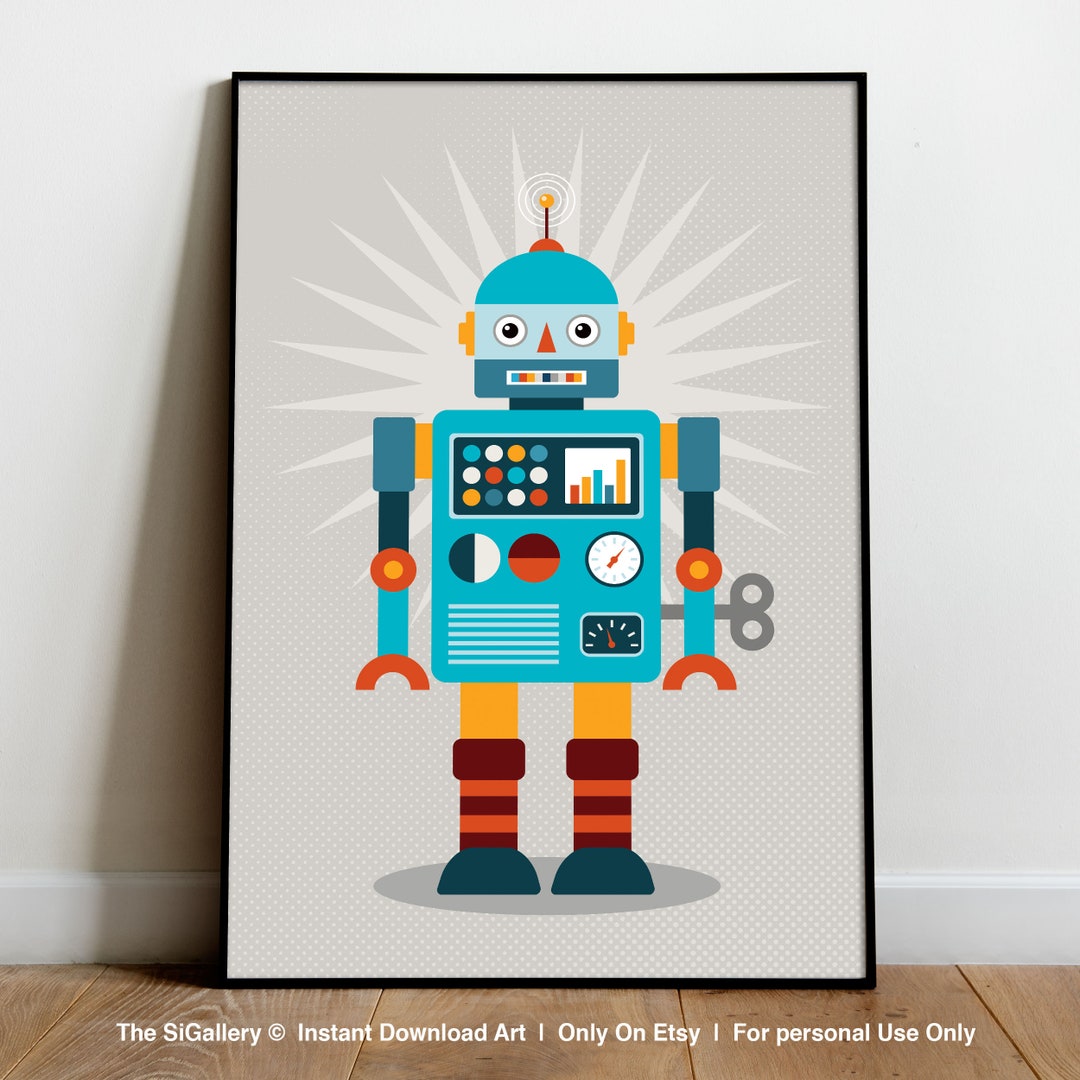 Digital Robot Print Robot Poster Robot Art Digital Artwork - Etsy