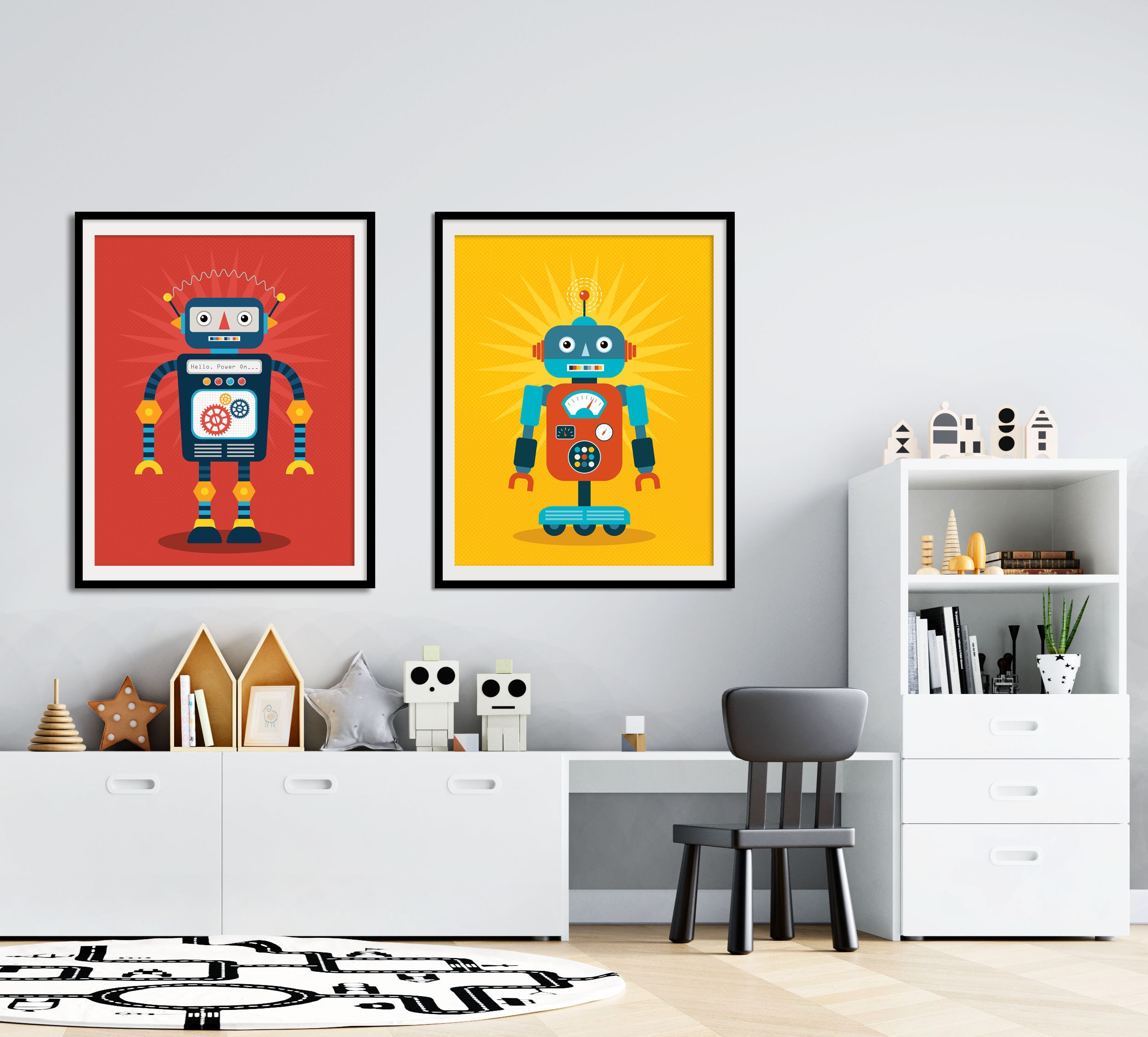Digital Robot Print, Robot Poster, Robot Art, Children Art, Digital ...