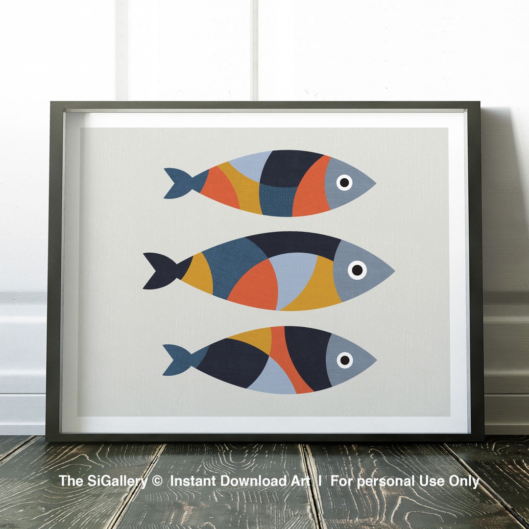 Retro Fish Print, Retro Fish Wall Art, Retro Fish Art Work, Fish Poster ...