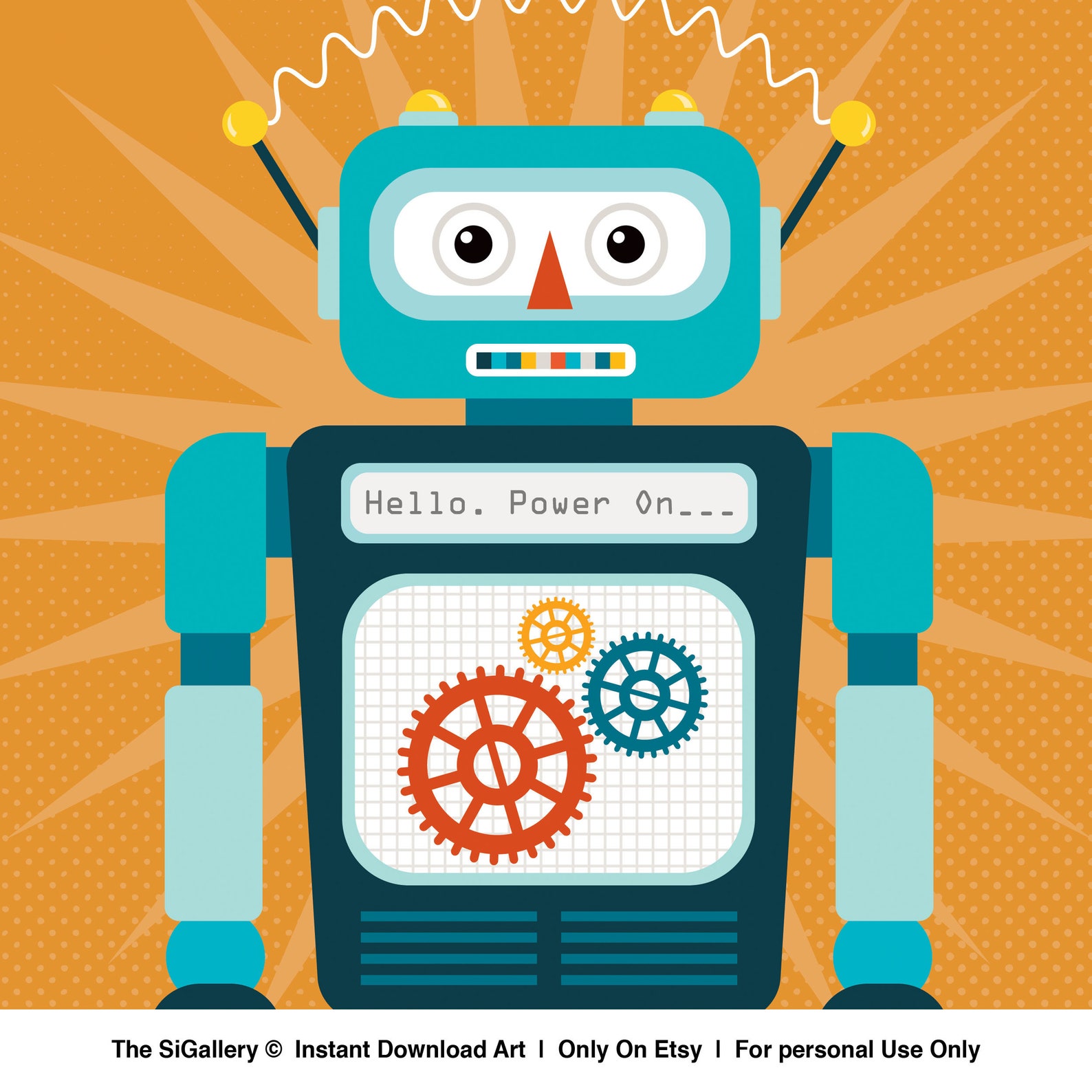 Digital Robot Print, Robot Poster, Robot Art, Digital Artwork for Kids ...