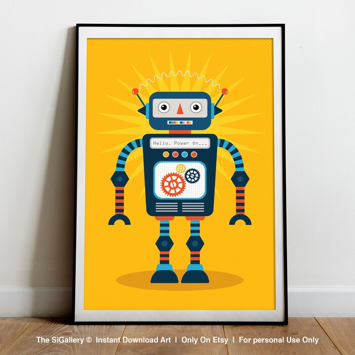 Robot Poster - Etsy