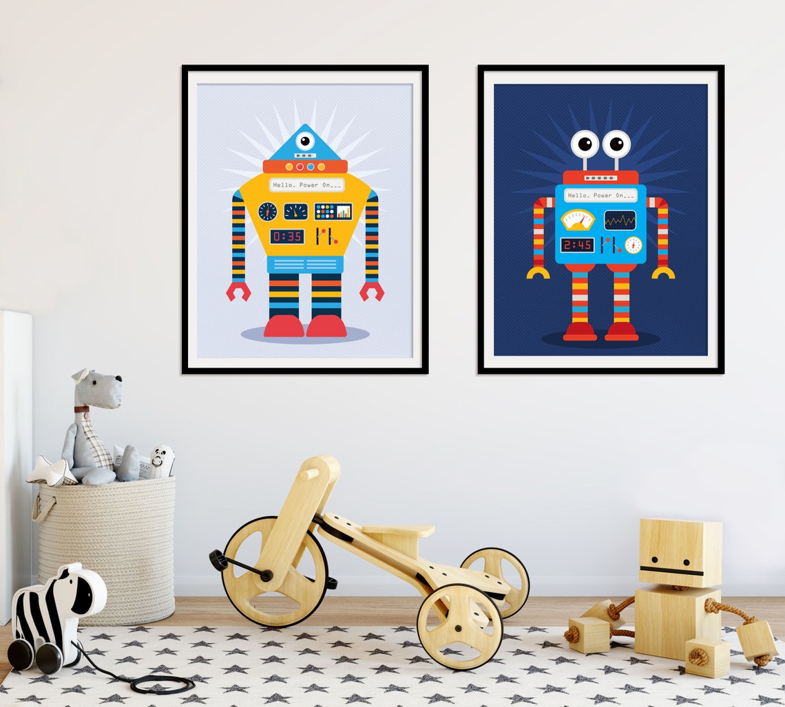 Digital Robot Print Robot Poster Robot Art Children Art - Etsy
