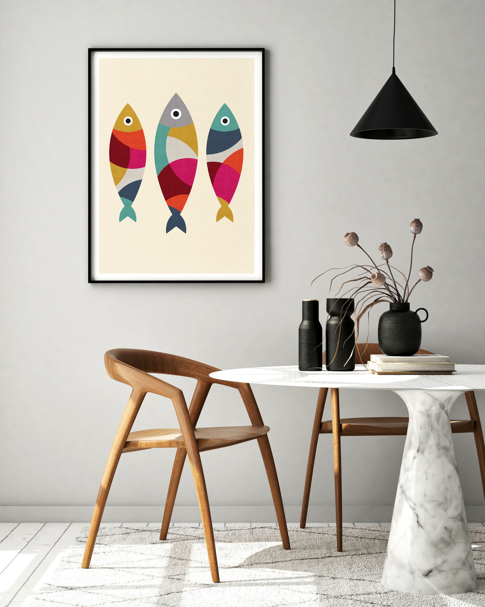 Retro Colourful Fish Print, Retro Fish Print, Colourful Fish Art, Fish ...