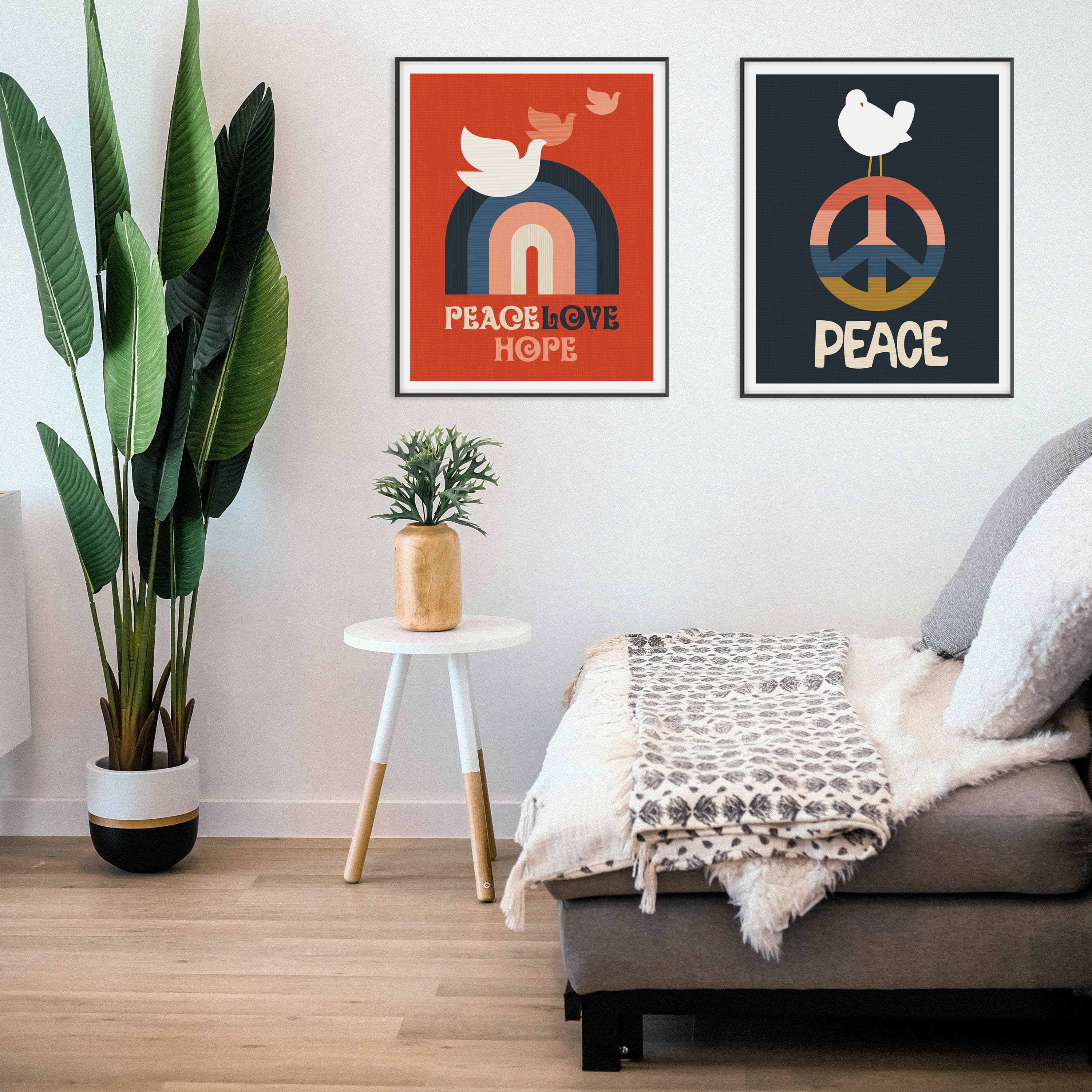 Digital Printable Peace Poster, Retro Peace Wall Art, Retro Peace ...