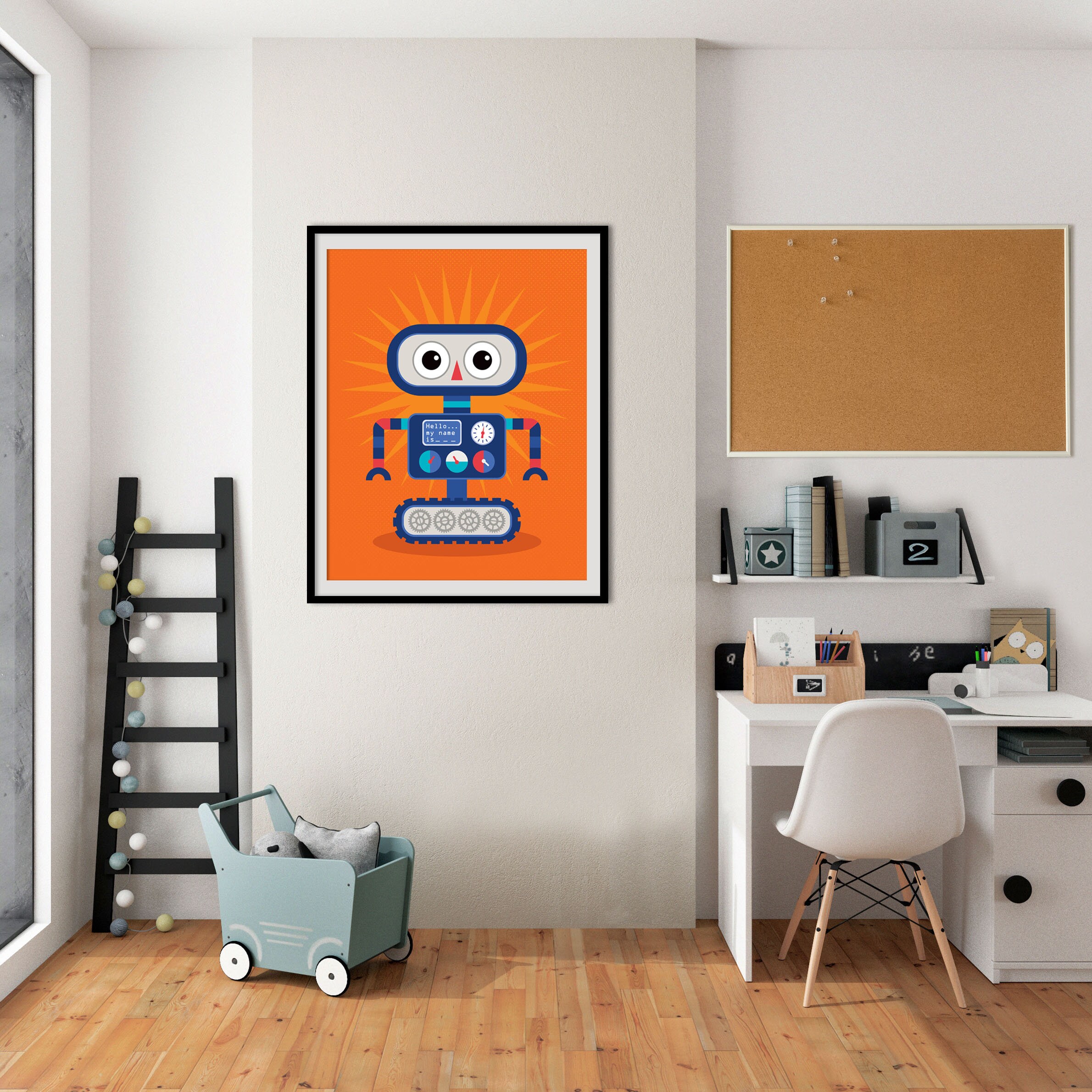 Digital Robot Print, Robot Poster, Robot Art, Children Art, Digital ...