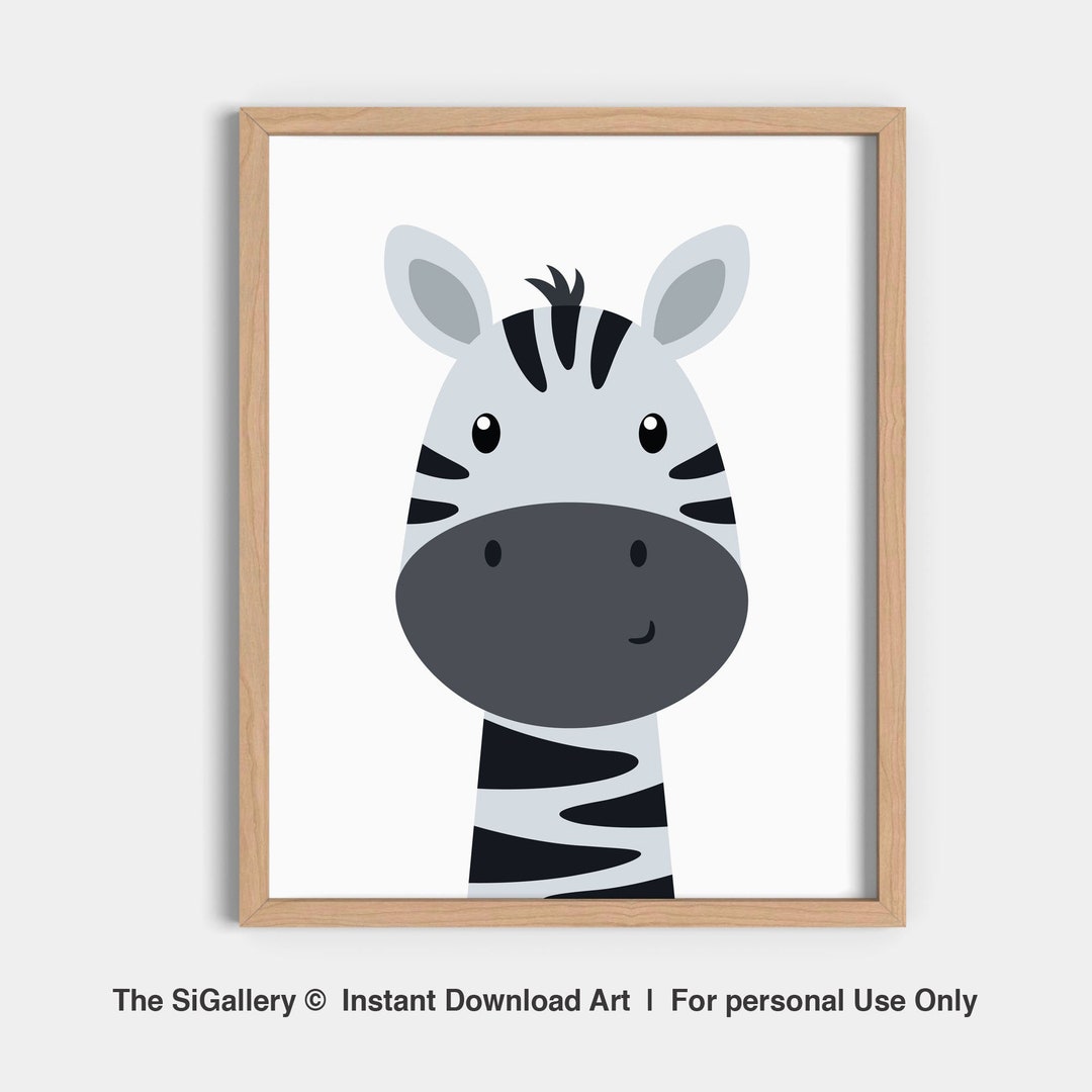 Safari Nursery Wall Art, Digital Zebra Safari Jungle Animals Nursery ...