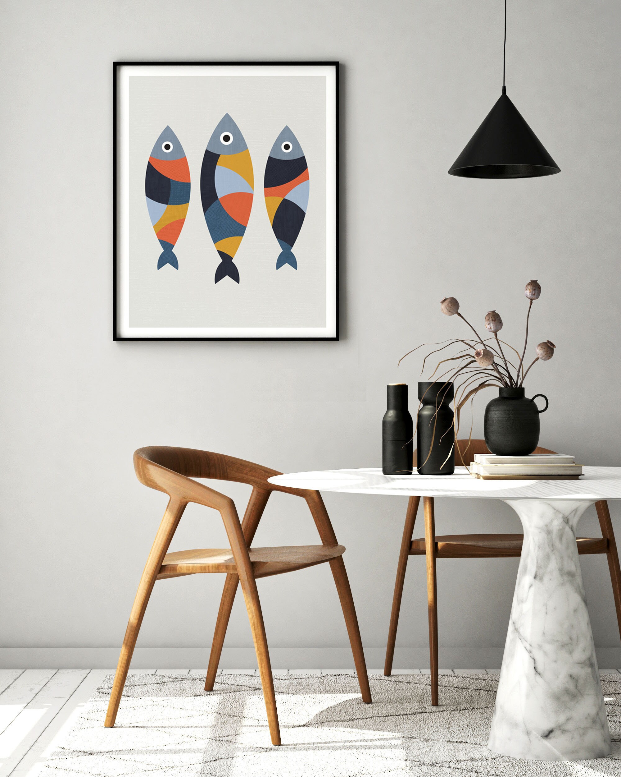Retro Fish Print, Retro Fish Wall Art, Retro Fish Art Work, Fish Poster ...