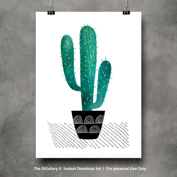 Digital Printable Cactus Print modern Cactus Print Printable - Etsy