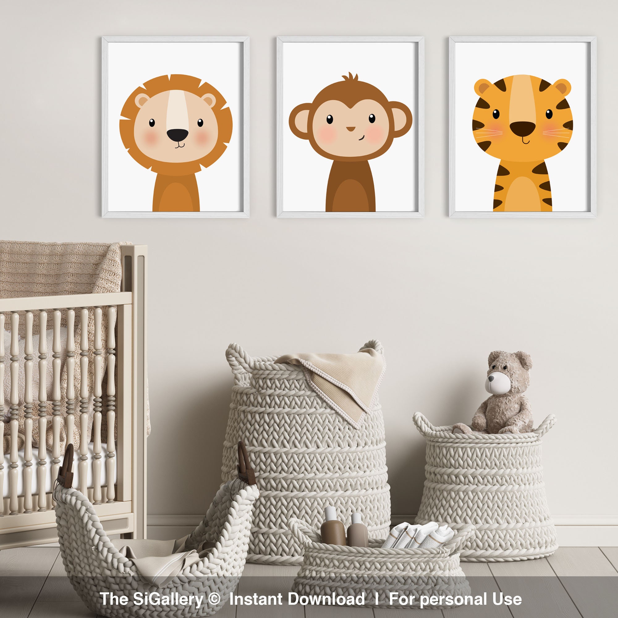Digital Tiger Safari Jungle Animals Nursery Print, Animals Baby Room ...