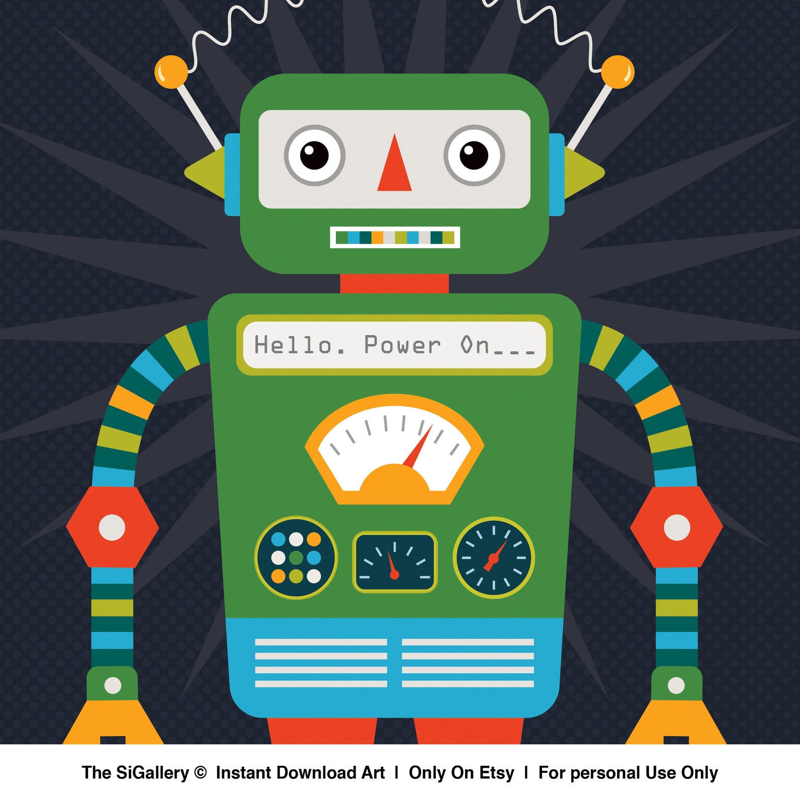 Digital Robot Print Robot Poster Robot Art Children Art - Etsy