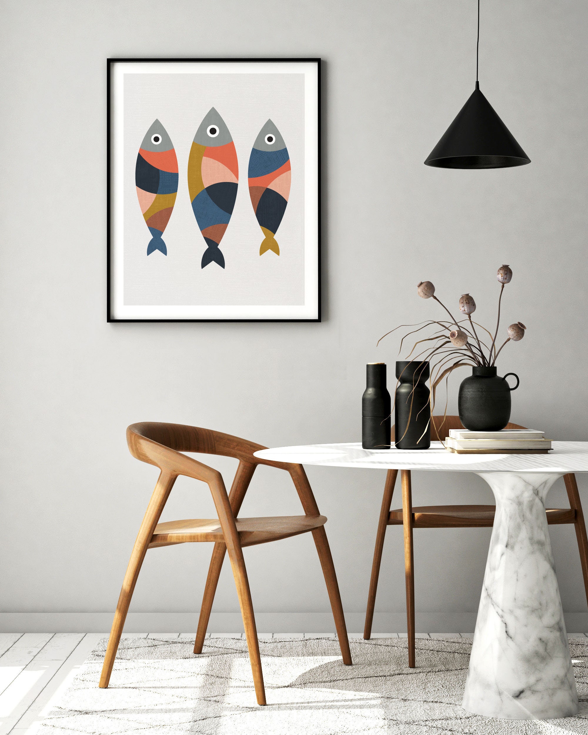 Retro Fish Print, Retro Fish Wall Art, Retro Fish Artwork, Fish Poster ...