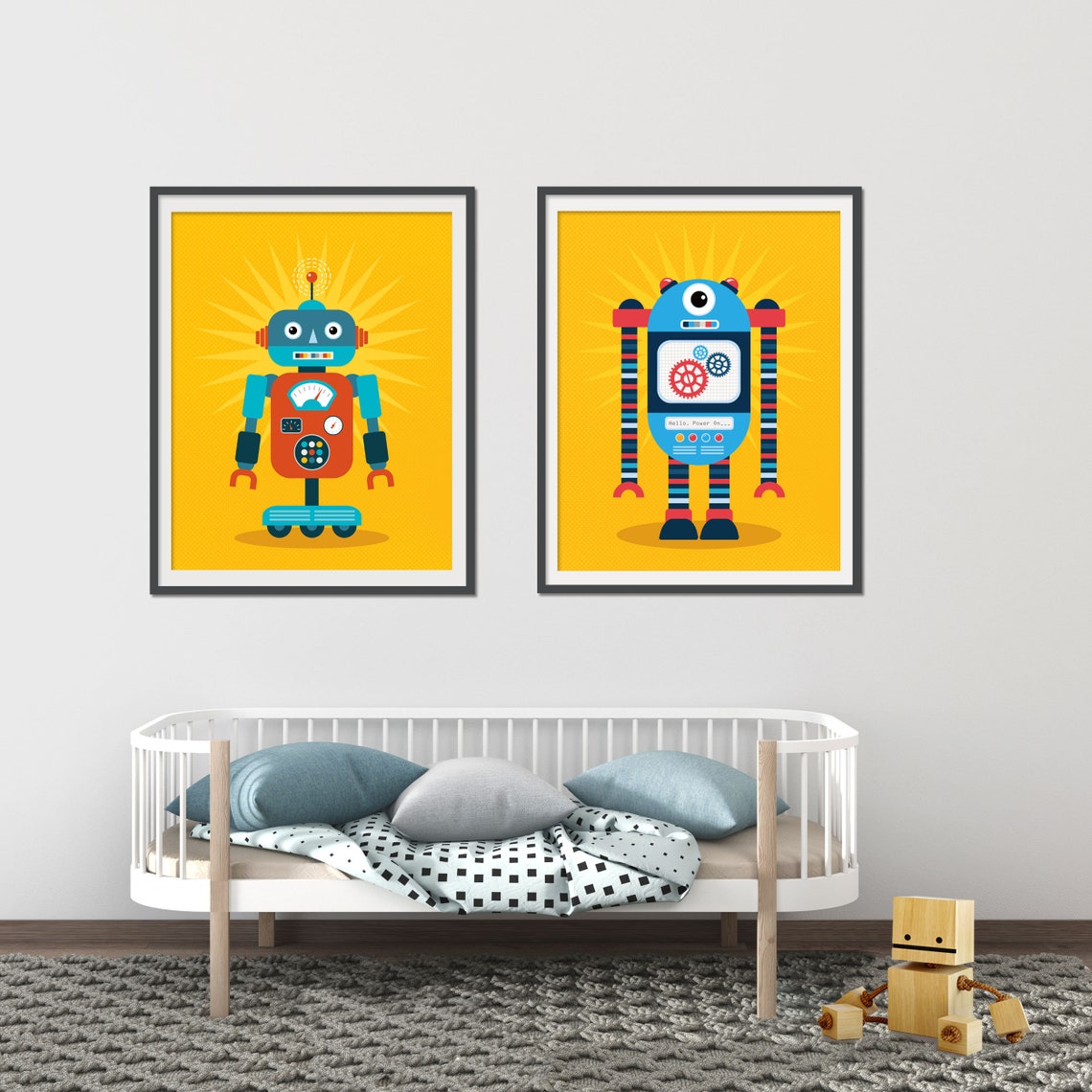 Digital Robot Print, Robot Poster, Robot Art, Children Art, Digital ...