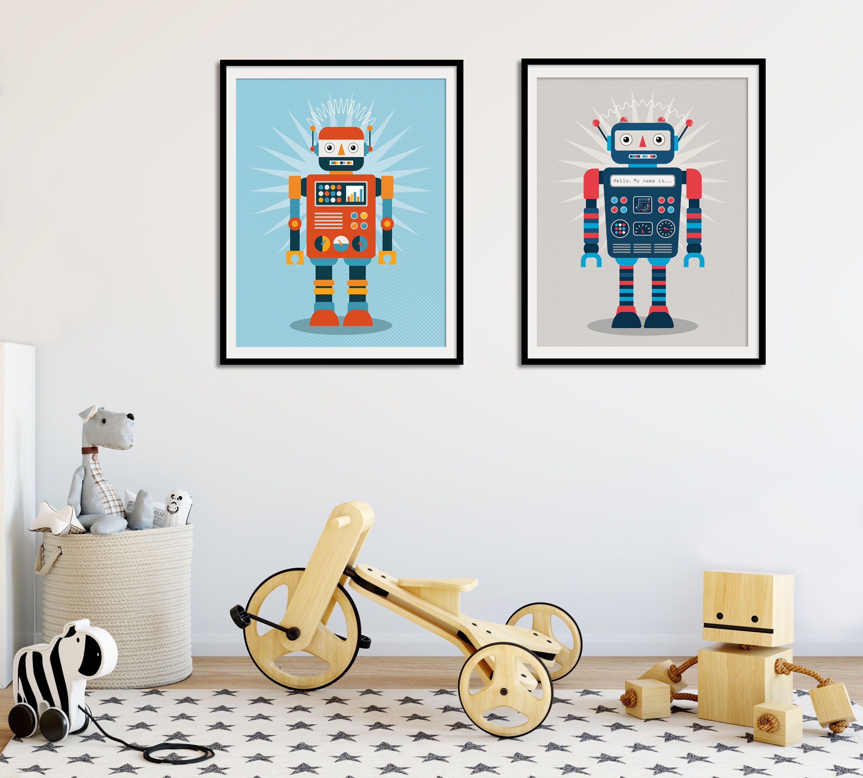 Digital Robot Wall Art, Robot Print, Robot Artwork, Robot Wall Decor ...