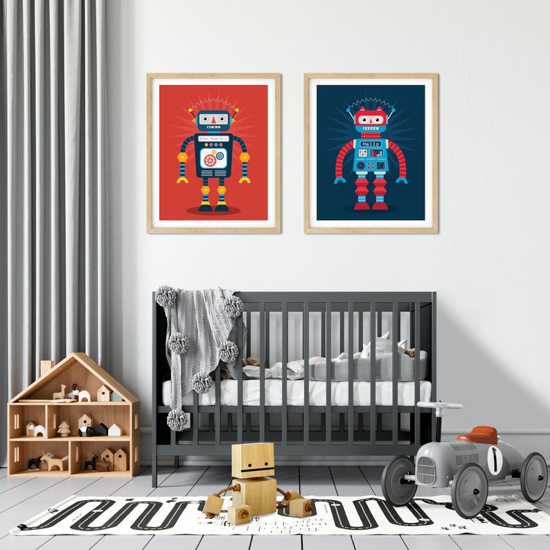 Digital Robot Wall Art Robot Print Robot Artwork Robot Wall - Etsy