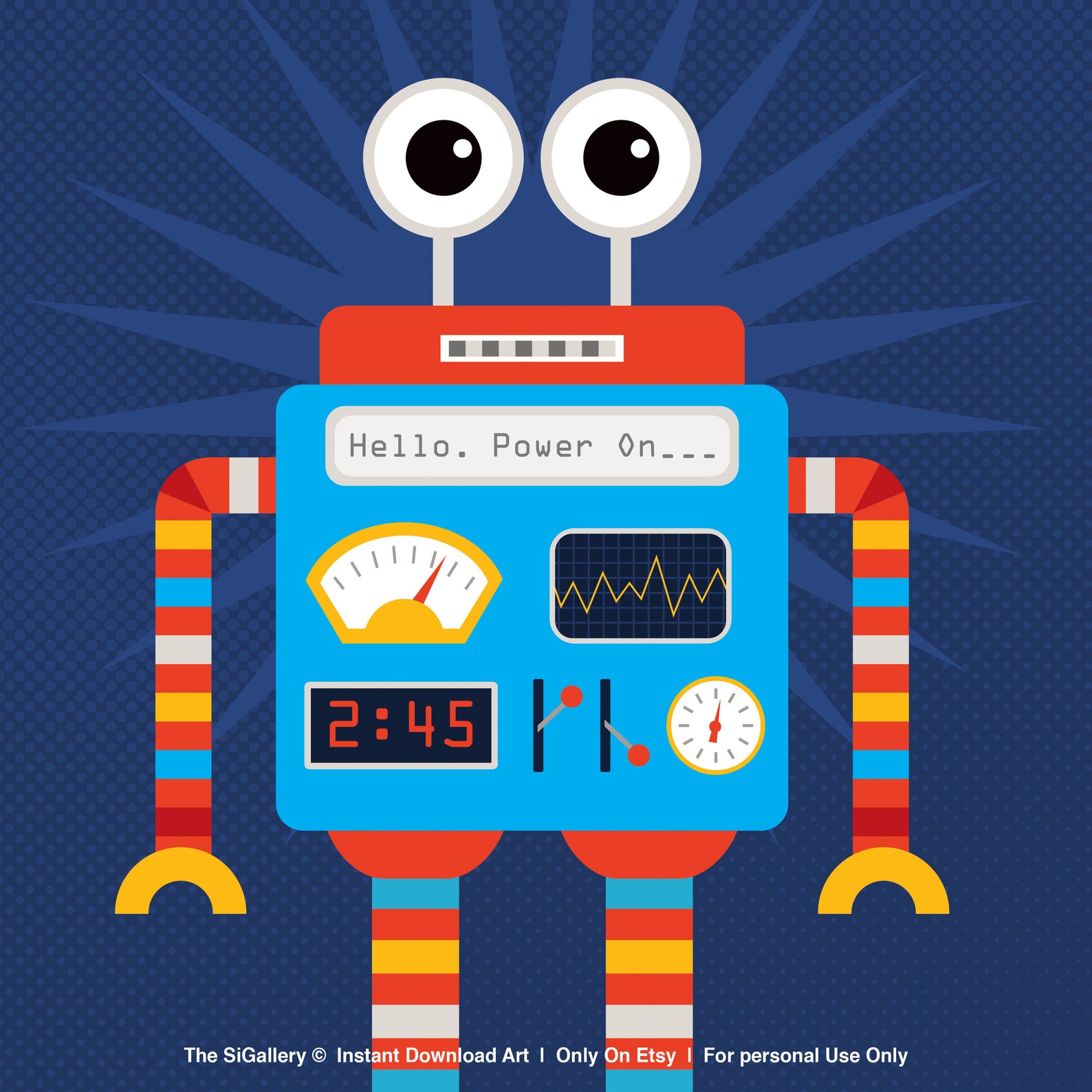 Digital Robot Print Robot Poster Robot Art Children Art - Etsy