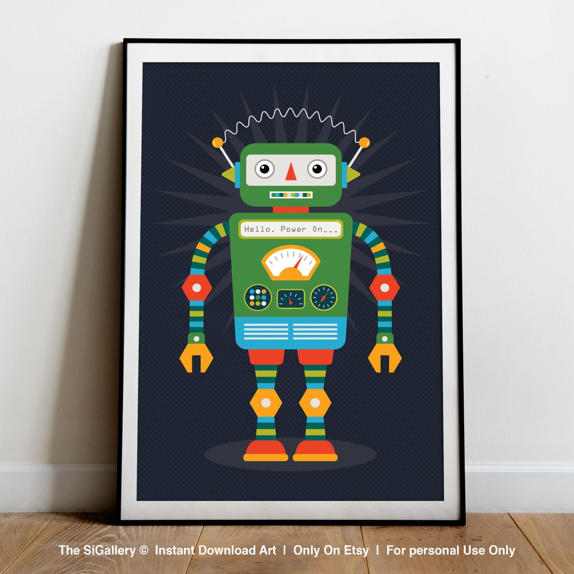 Digital Robot Print Robot Poster Robot Art Children Art - Etsy