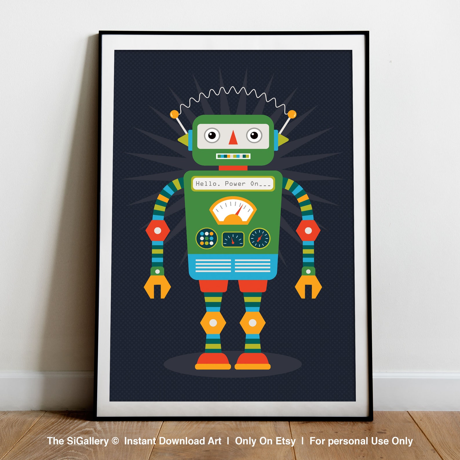 Digital Robot Print Robot Poster Robot Art Children Art - Etsy