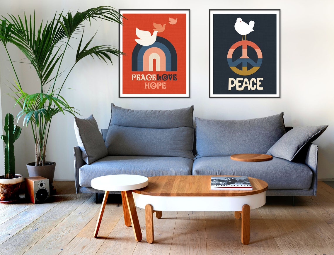 Digital Printable Peace Poster Retro Peace Wall Art Retro - Etsy