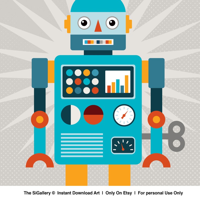 Digital Robot Print Robot Poster Robot Art Digital Artwork - Etsy