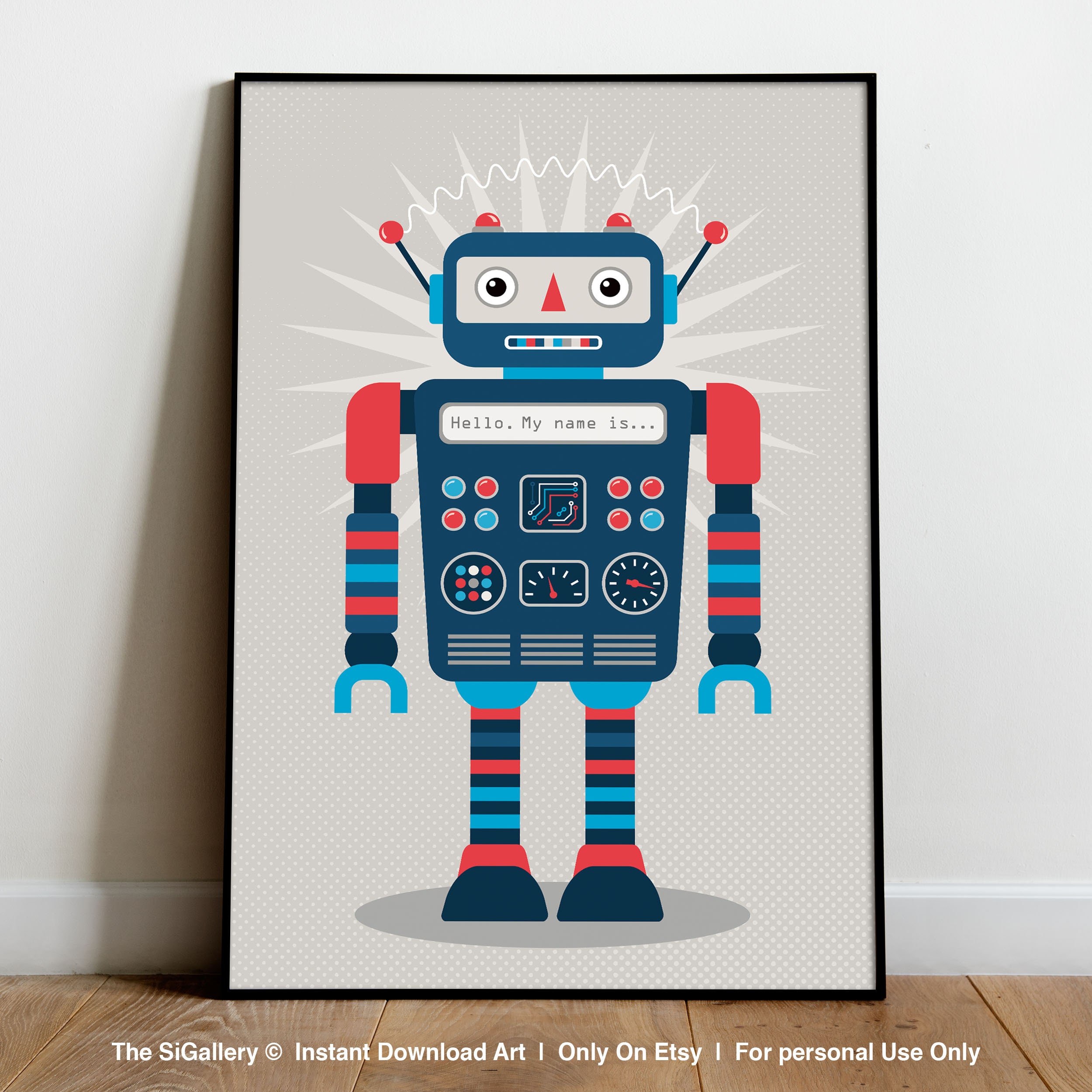 Digital Robot Wall Art Robot Print Robot Artwork Robot Wall | Etsy