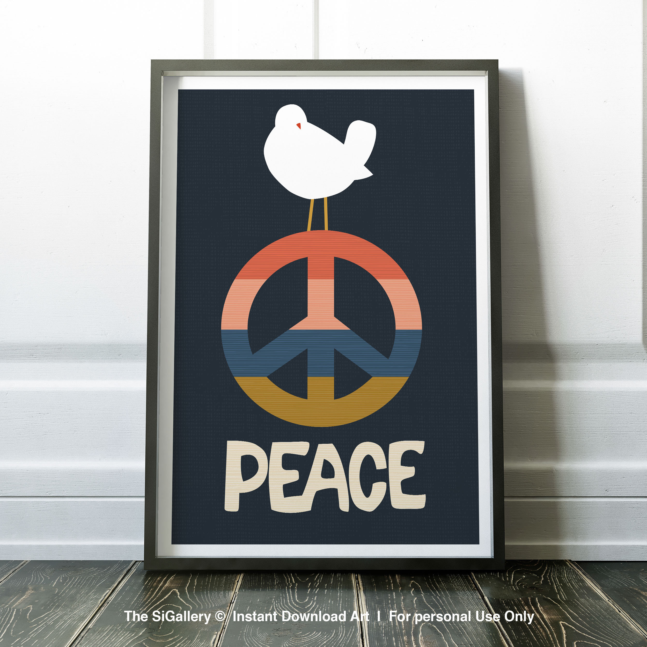 Digital Printable Peace Poster, Retro Peace Wall Art, Retro Peace ...