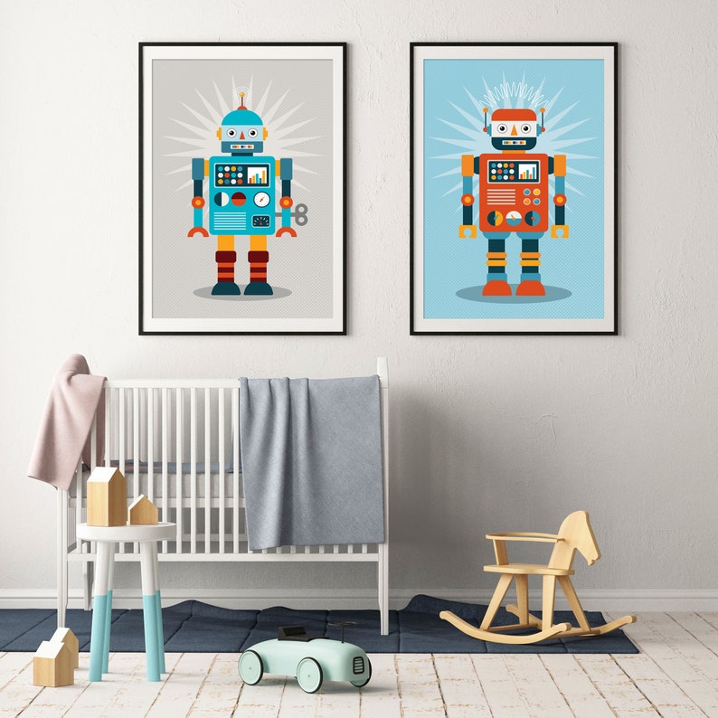 Robot Print Robot Poster Robot Art Digital Artwork for | Etsy
