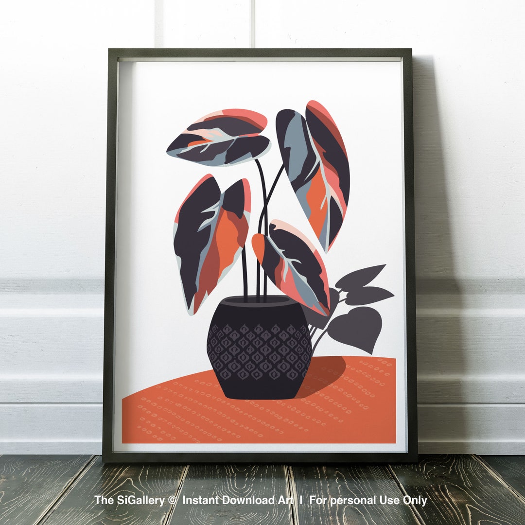 Modern Plant Print, Colorful Indoor Plant Art (digital Download) - Etsy