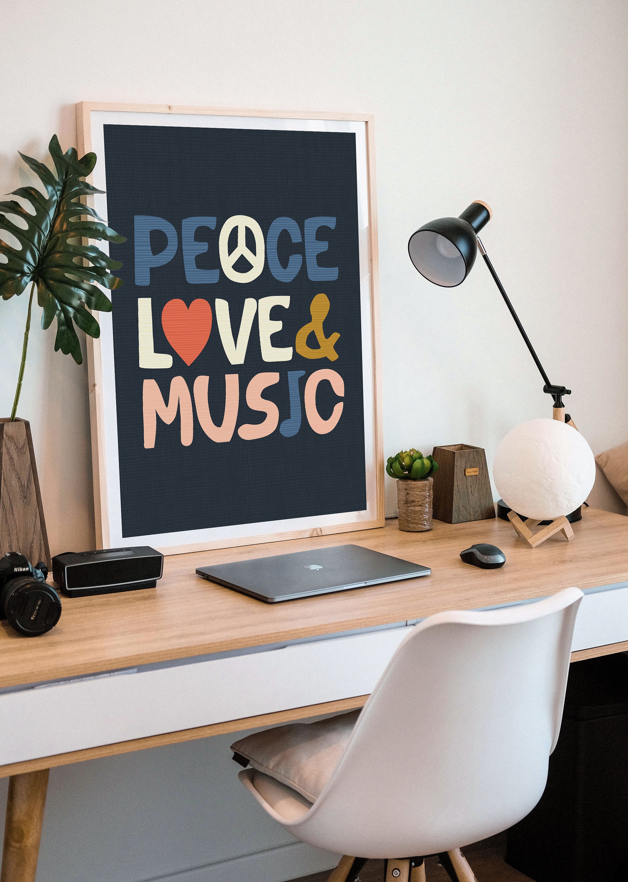 Digital Printable Peace Love Music Poster, Retro Love Poster, Retro ...