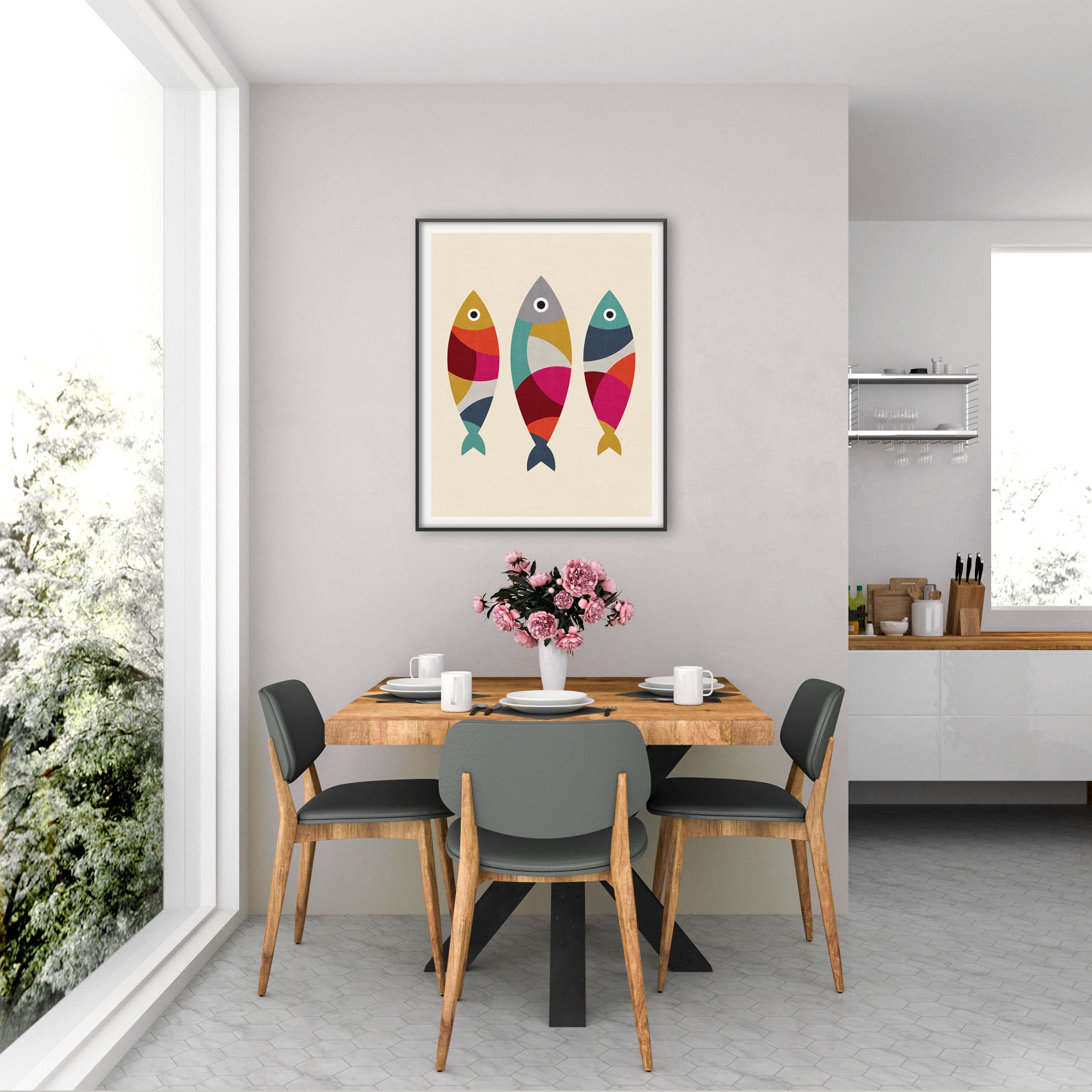 Retro Colourful Fish Print, Retro Fish Print, Colourful Fish Art, Fish ...