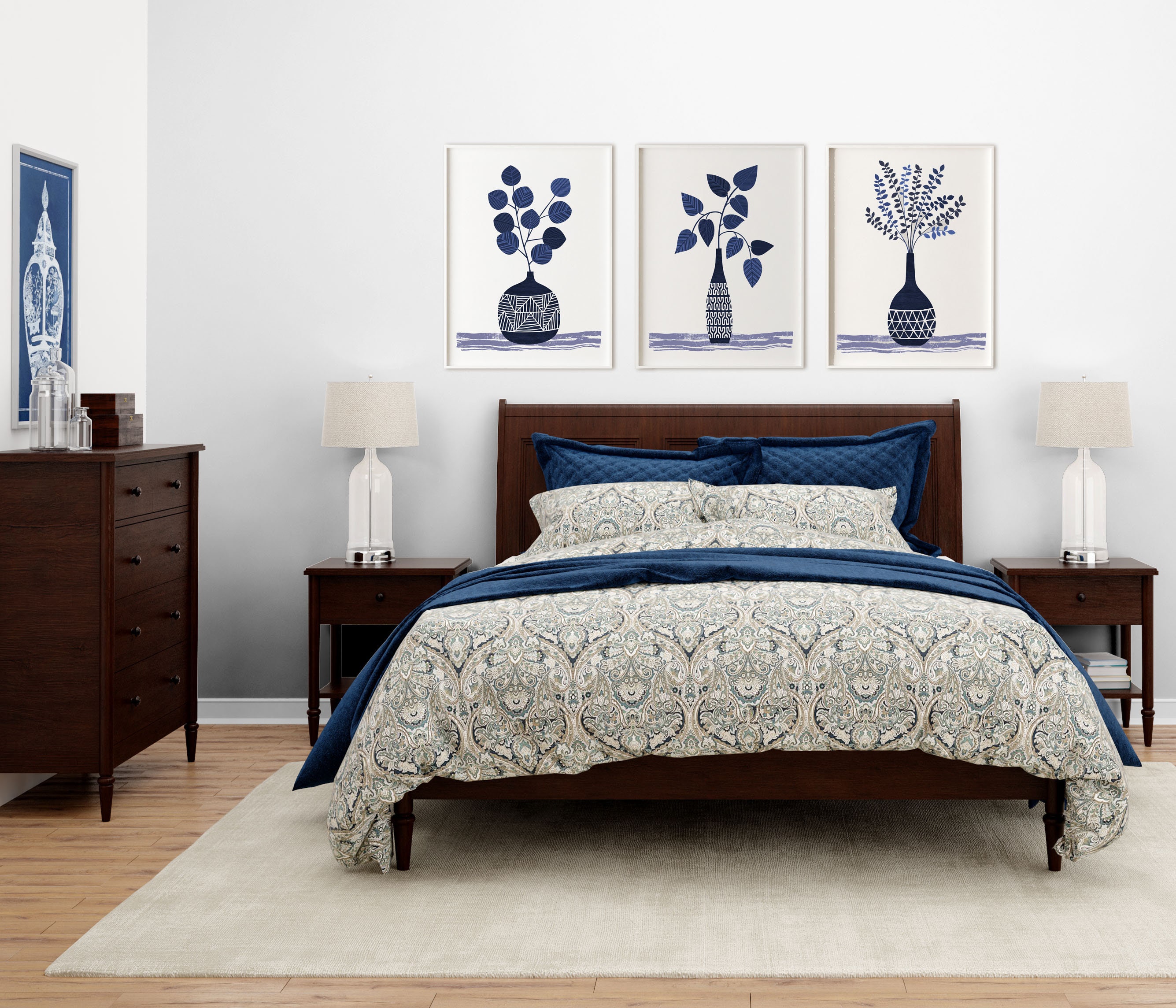 Digital Printable Set of 3 Prints, Set of 3 Wall Art, Set of 3 Blue ...