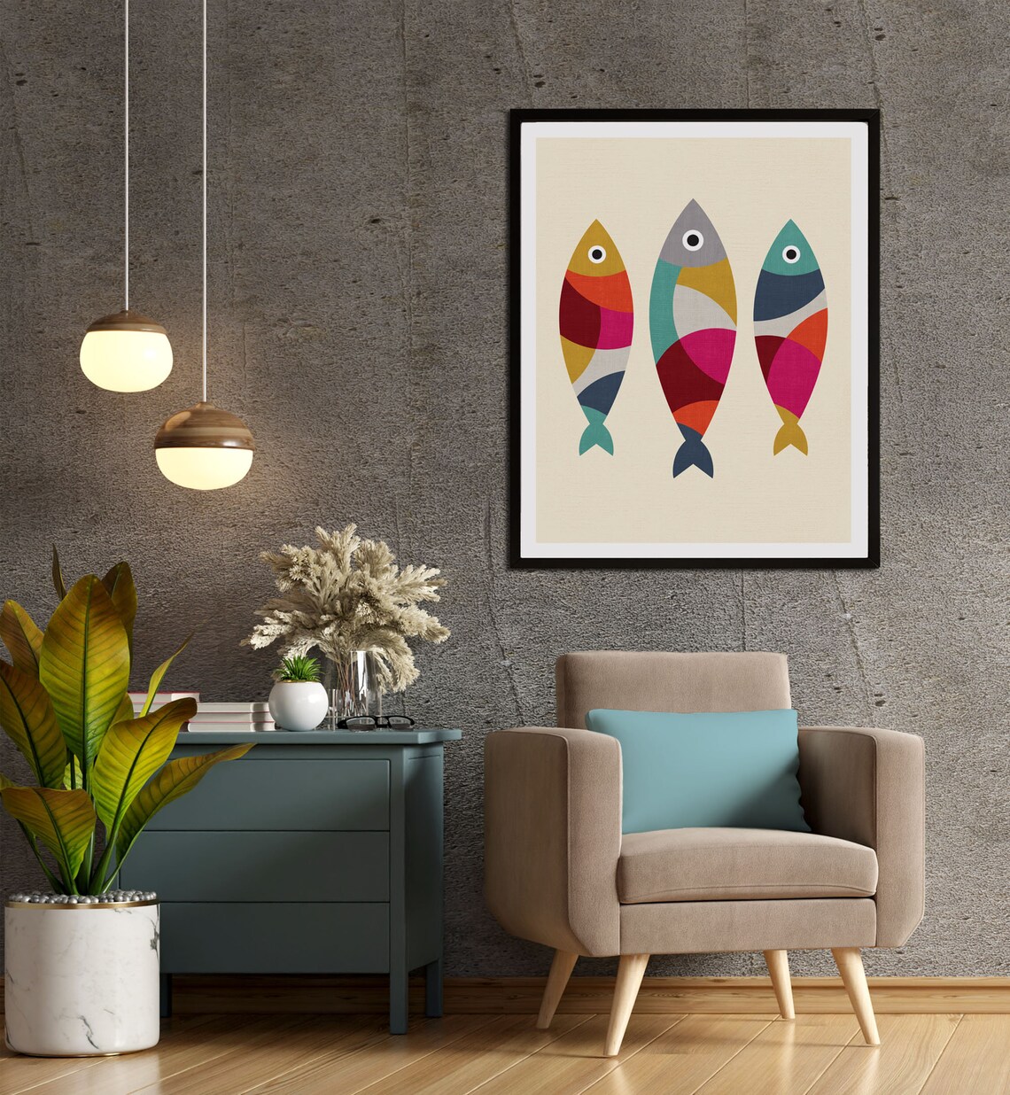 Retro Colourful Fish Print, Retro Fish Print, Colourful Fish Art, Fish ...
