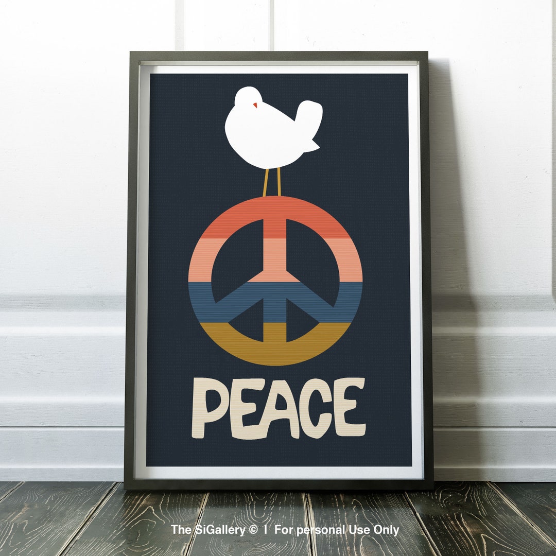 Retro Peace Poster, Retro Peace Wall Art, Retro Peace Artwork, Retro ...