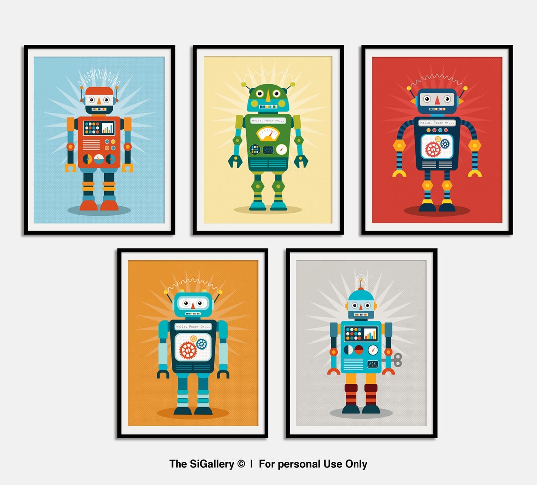 Robot Print, Robot Poster, Robot Art, Robot Artwork for Kids, Robot ...