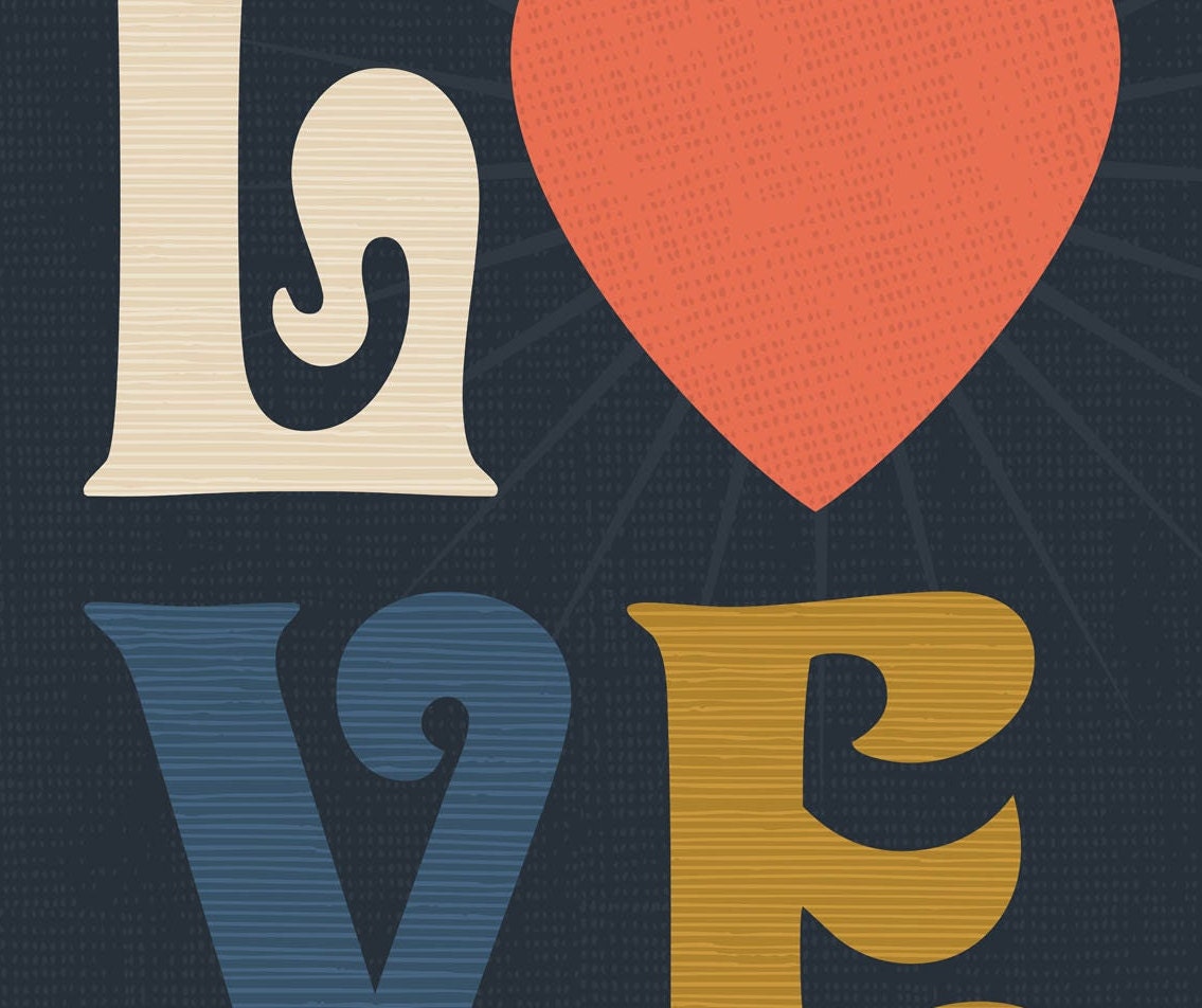 Póster de amor retro, arte de pared de amor retro, arte de amor retro ...