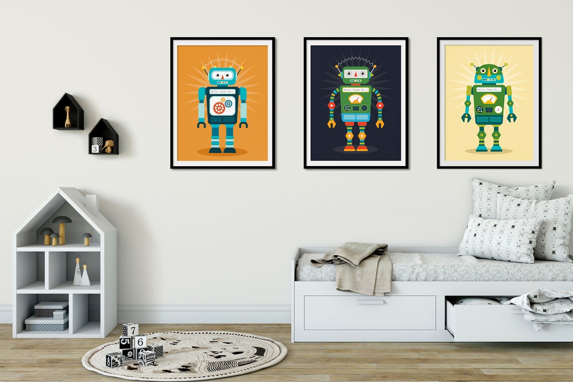 Digital Robot Print Robot Poster Robot Art Children Art | Etsy