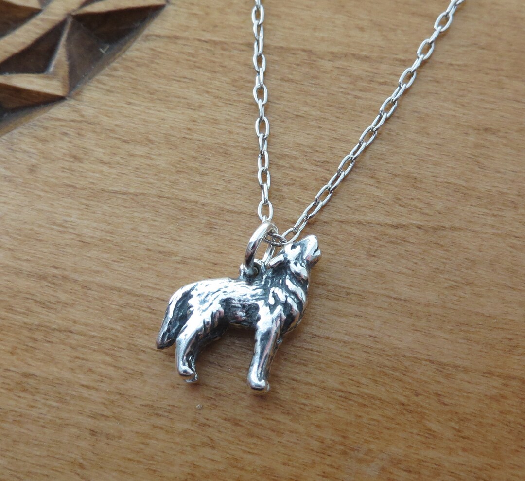 Solid 925 Sterling Silver 3D Small Howling Wolf Charm Necklace or ...