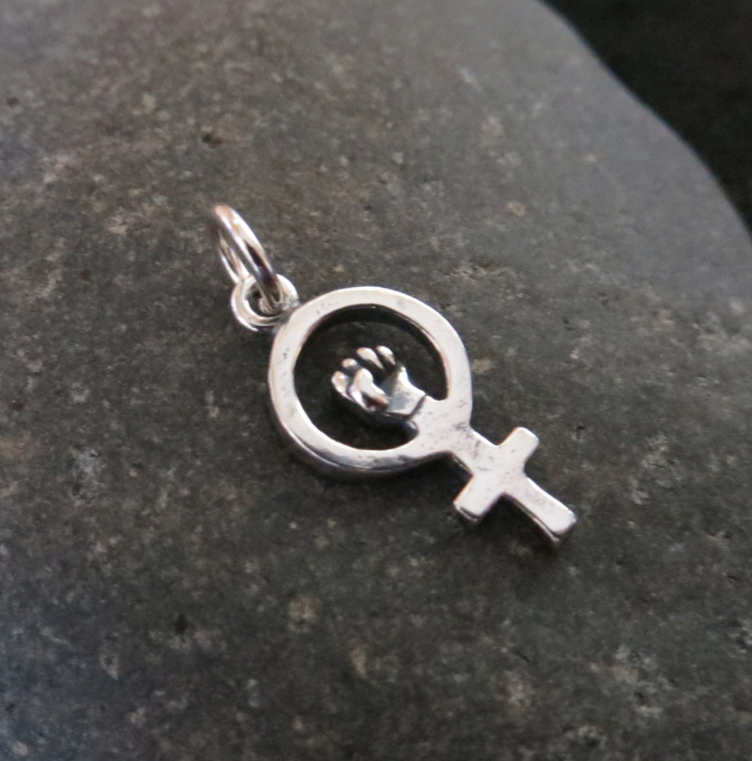 Solid 925 Hand Cast Sterling Silver Resist Feminine Power Fist Charm ...
