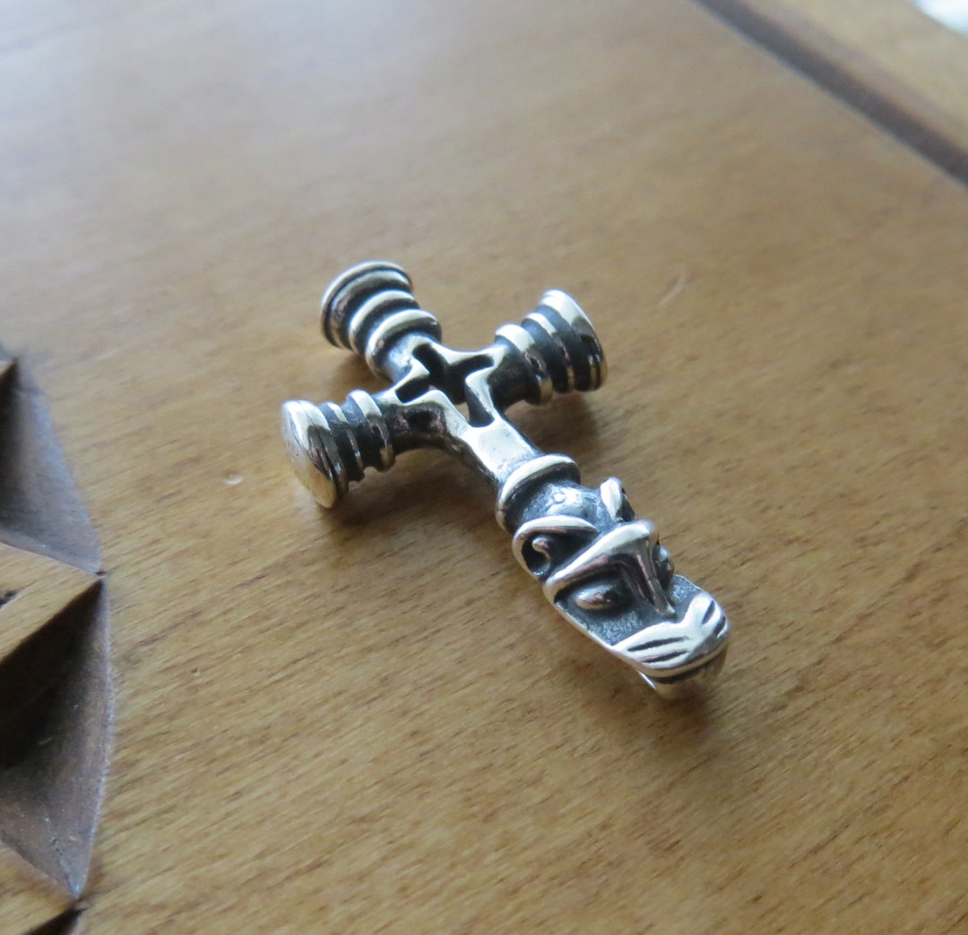 Solid 925 Sterling Silver Thor's Hammer Mjölnir, Icelandic Wolf Cross ...
